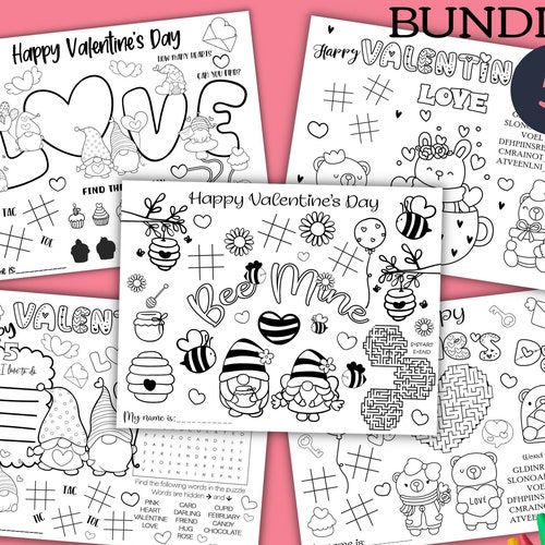 Valentine 's Placemat Kids Printable Valentines Activity - Etsy