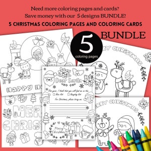 Printable Christmas Coloring Pages and Coloring Cards Pack for Kids ...