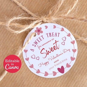 Editable Valentine Sweet Treat Favor Tags Canva Template. Printable ...