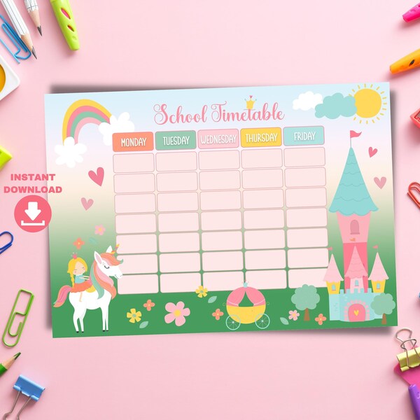 School Timetable Printable - Etsy