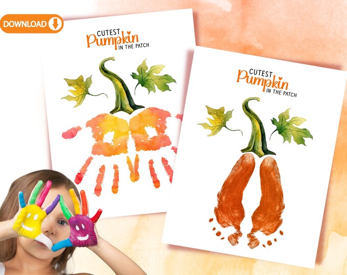 Pumpkin Handprint Craft, Thanksgiving DIY Gift (digital Download) - Etsy