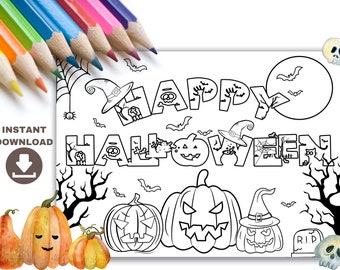 Printable Halloween Coloring Cards - Etsy