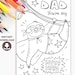 Super Hero Dad Coloring Card. Dad Birthday or Fathers Day Coloring Card ...