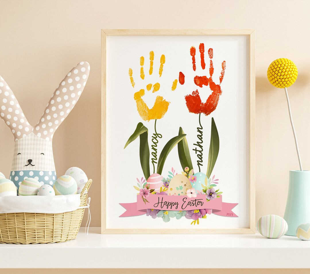 Personalized Easter Handprint Art Gift. Printable Easter Craft for Kids ...