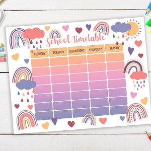 Boho Rainbow School Timetable Instant Download. Printable Back to ...