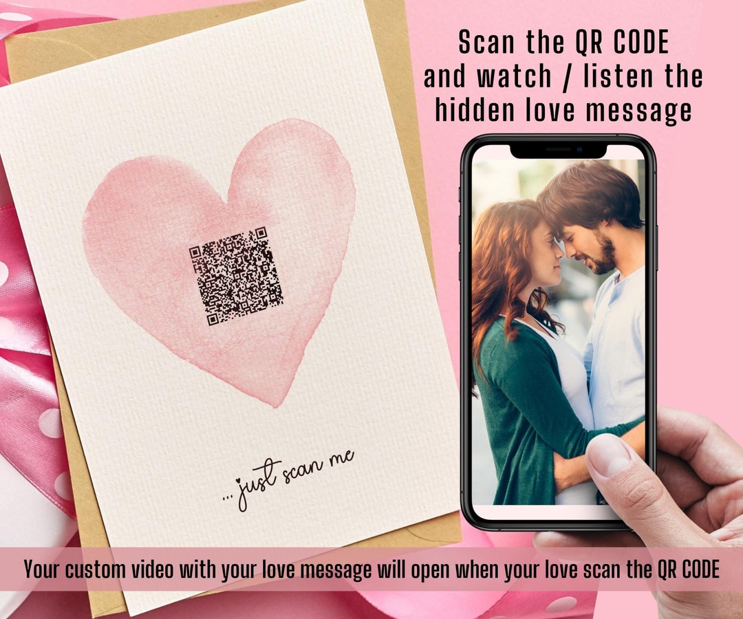 Voice Recording Valentines Card With Hidden Love Message. Custom QR ...