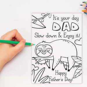 Printable Fathers Day Coloring Card for Kids. Fathers Day DIY Gift ...