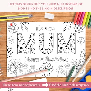 Printable Mothers Day Coloring Card for Kids. DIY Mothers Day Gift ...