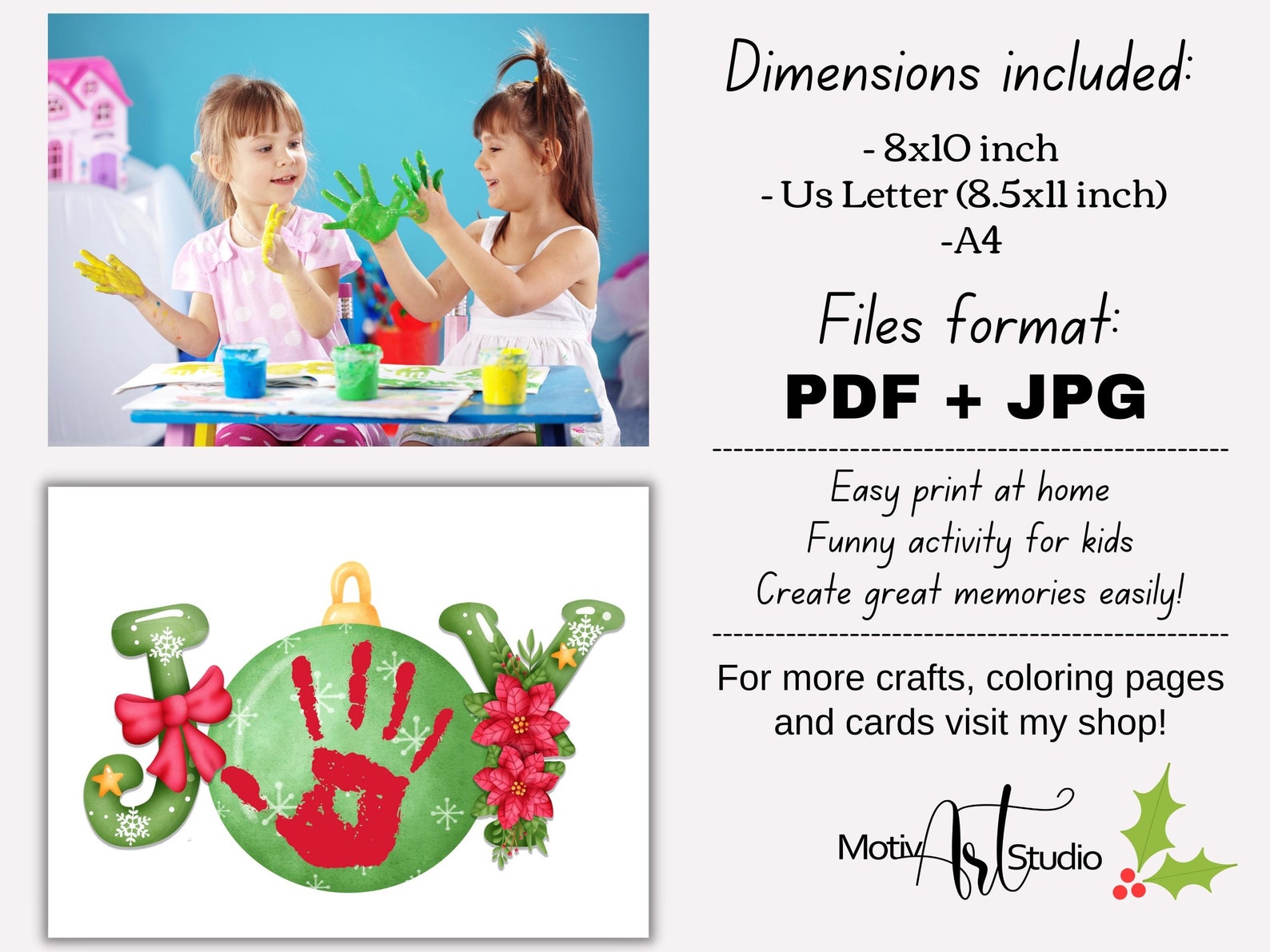 Christmas Handprint Art Activity for Kids Instant Download. - Etsy