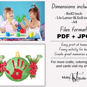 Christmas Handprint Art Activity for Kids Instant Download. Printable ...