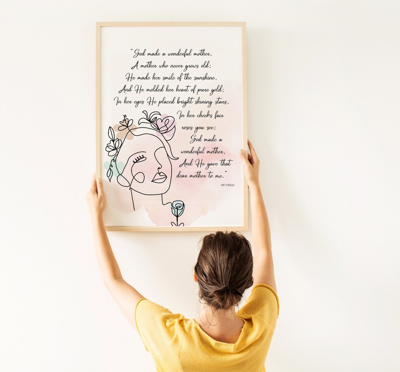 Wonderful Mother Poem for Mom. Printable Mother's Day Gift - Etsy