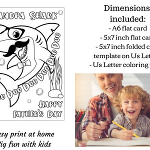 Grandpa Shark Father's Day Coloring Card: Funny Kids Craft (digital ...