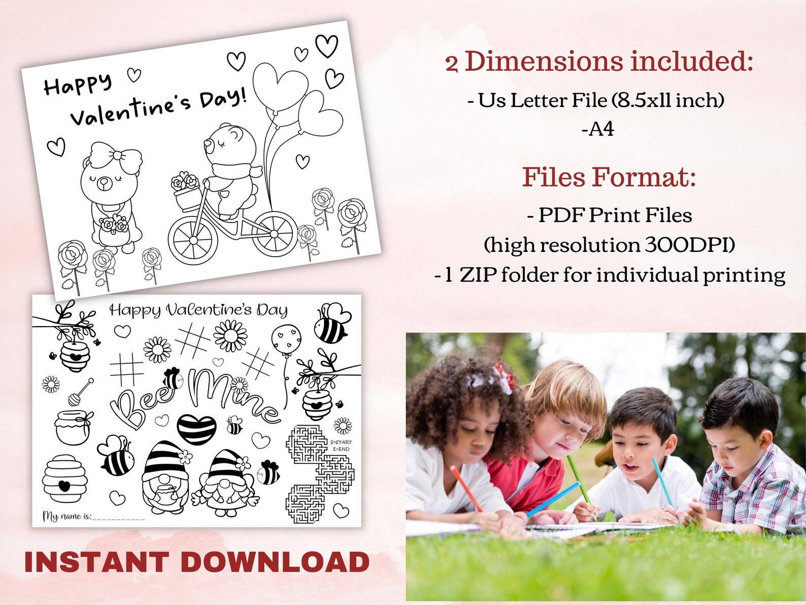 10 Valentine's Day Coloring and Activity Pages Mega - Etsy