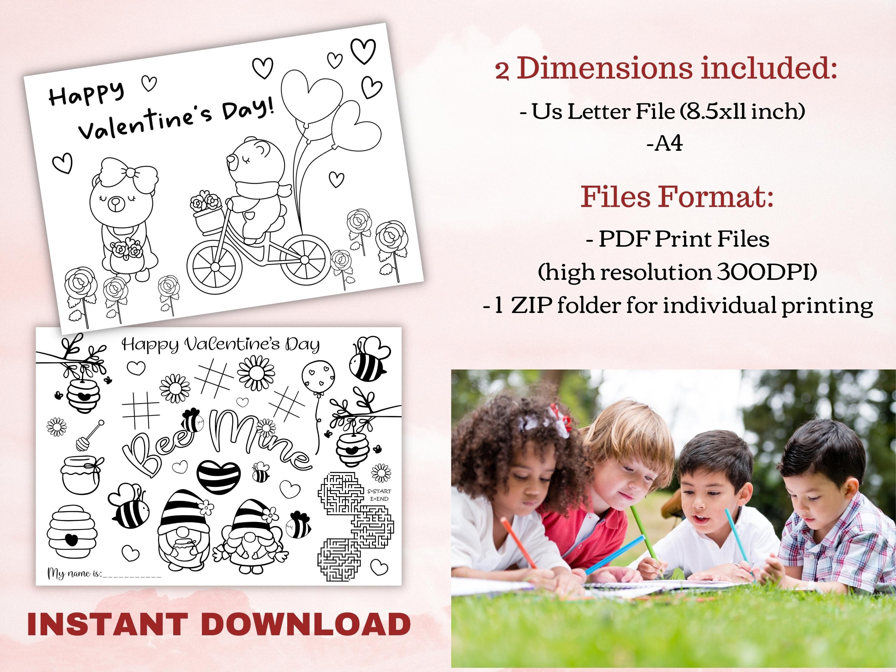 10 Valentine's Day Coloring and Activity Pages Mega | Etsy