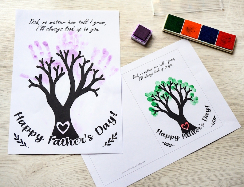 Printable Fathers Day Handprint Gift From Kids. Fingerprint - Etsy ...