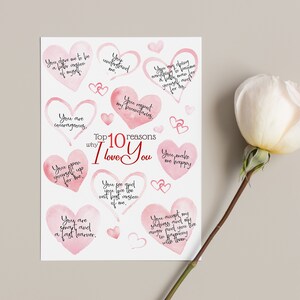 Top 10 Reasons Why I LOVE YOU Valentine's Day Gift. Printable ...