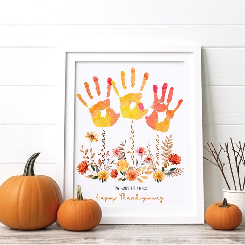 Custom Fall Handprint Art for Thanksgiving or Birthday. Personalized ...