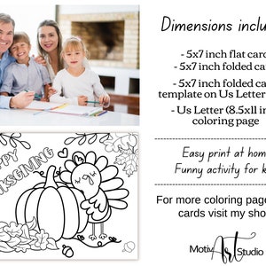 Printable Thanksgiving Turkey Coloring Card and Coloring Page for Kids ...