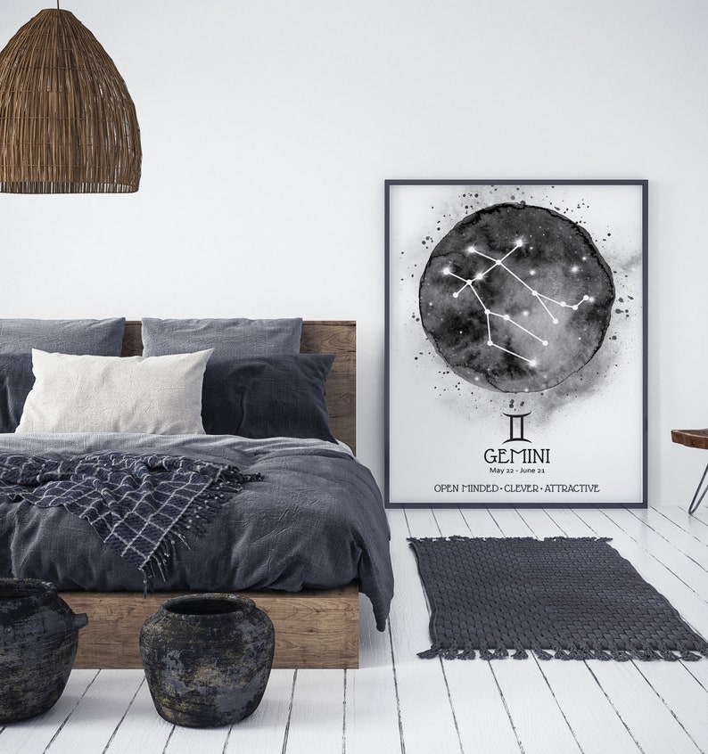 Gemini Gift Constellation Printable Wall Art. Zodiac Sign - Etsy