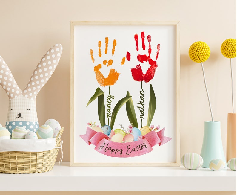 Personalized Easter Handprint Art. Printable Easter Craft for - Etsy