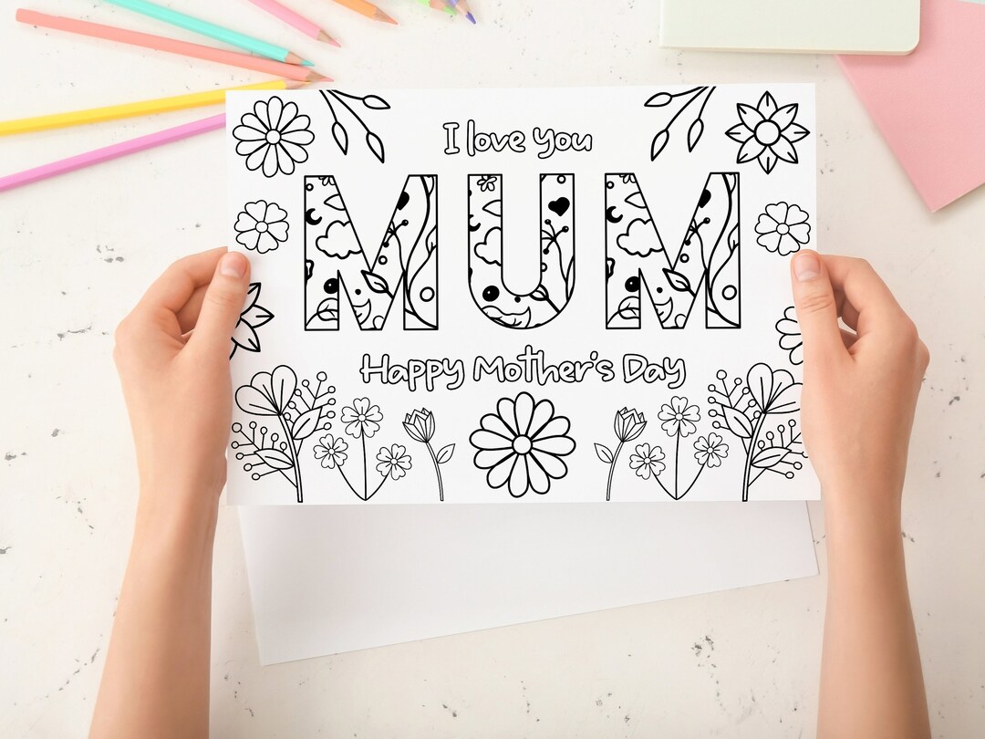 Printable Mothers Day Coloring Card for Kids. Mothers Day DIY Gift ...