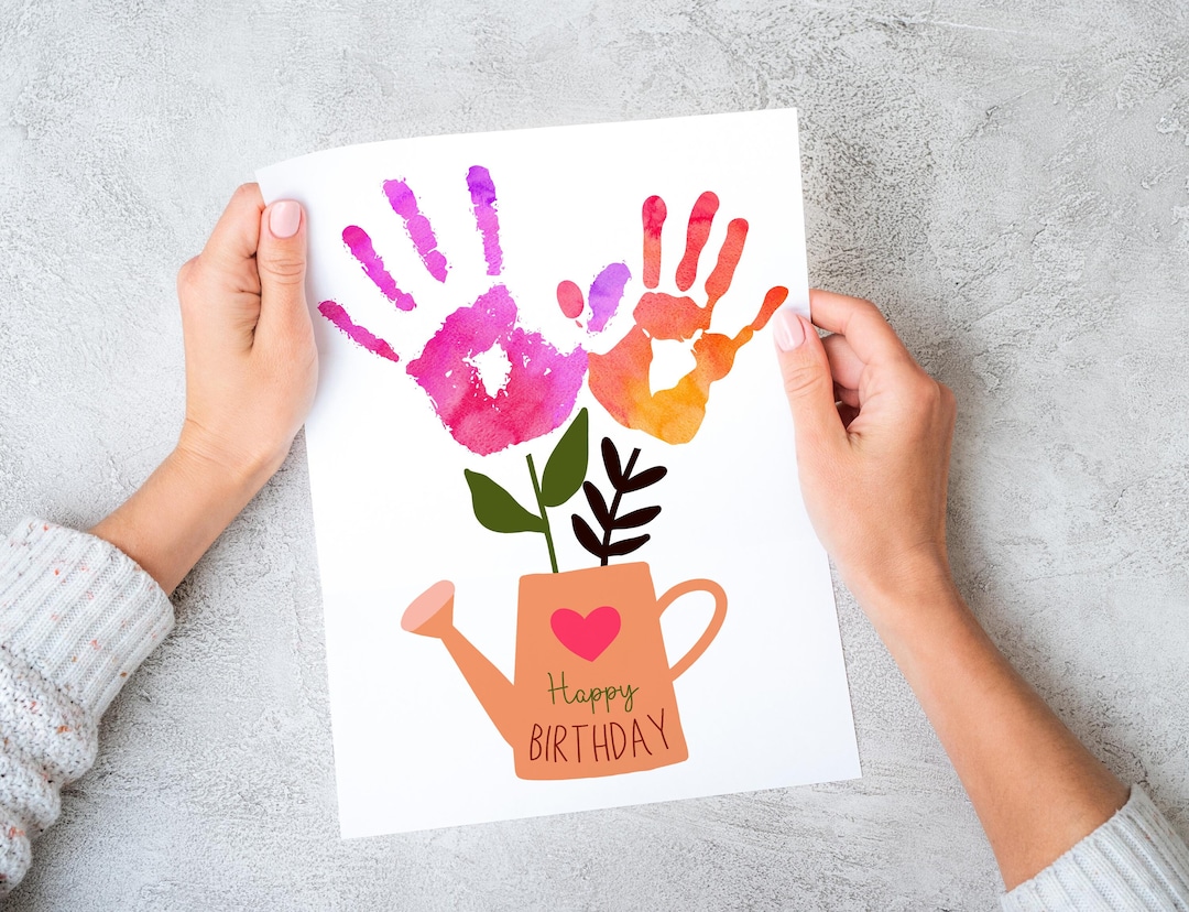 Birthday Handprint Art Gift for Mom, Grandma, Mimi, Gigi, Teacher ...