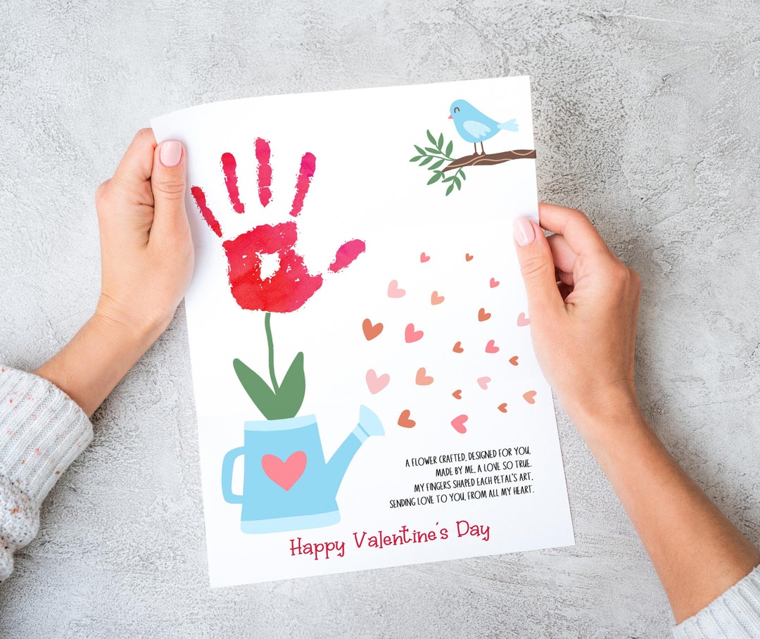 Valentines Printable Handprint Art Instant Download. Boy Valentine's ...