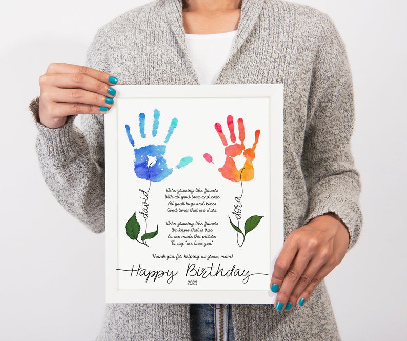 Personalized Birthday Handprint Art Gift From Kids. Printable - Etsy