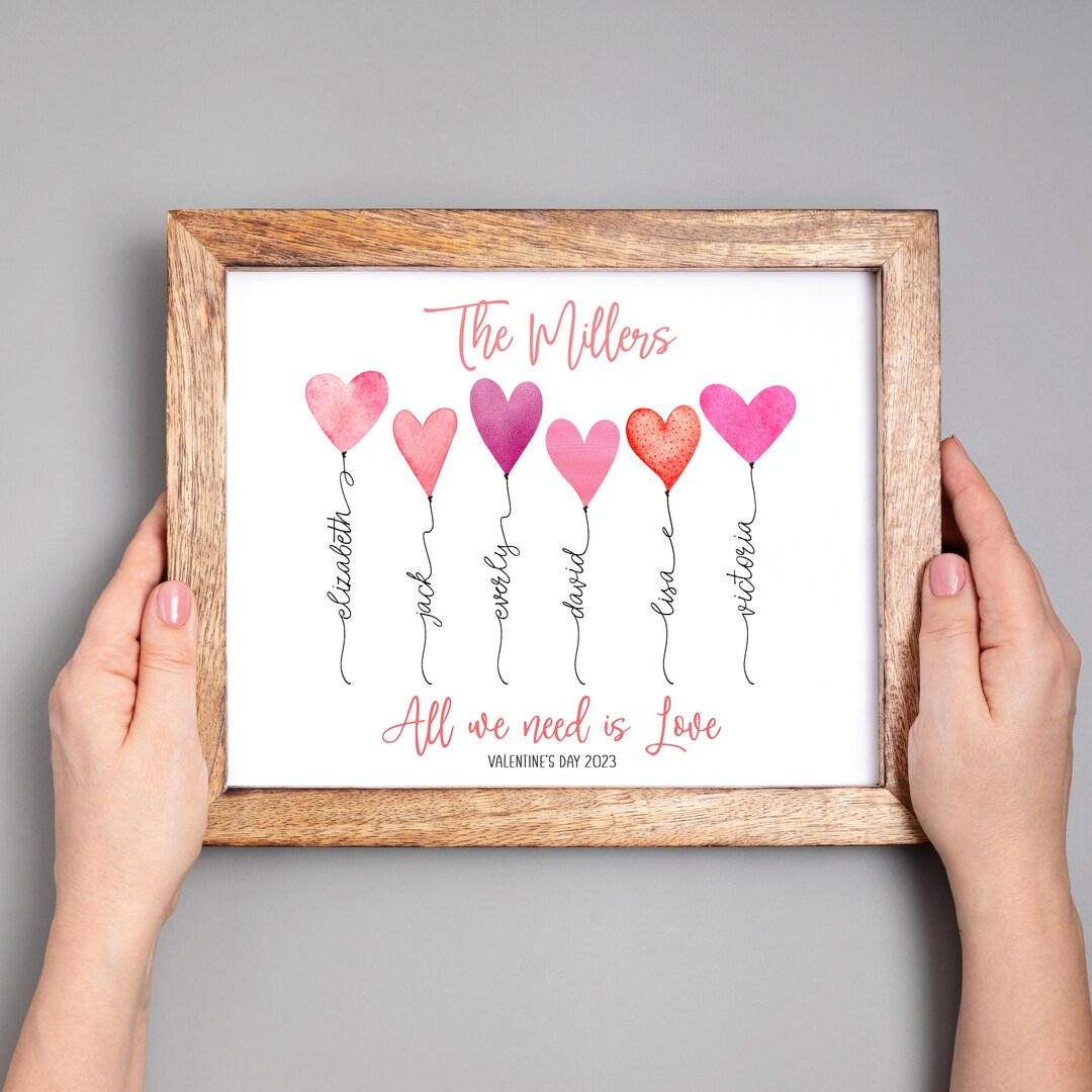 Personalized Valentines Family Sign. All We Need is Love Family ...