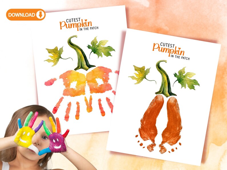 Pumpkin Handprint Craft, Thanksgiving DIY Gift (digital Download) - Etsy