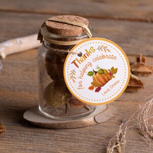 Editable Fall Birthday Party Thank You Tags Template. Printable Round ...