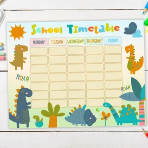 Dinosaur School Timetable Instant Download. Printable Back to School ...