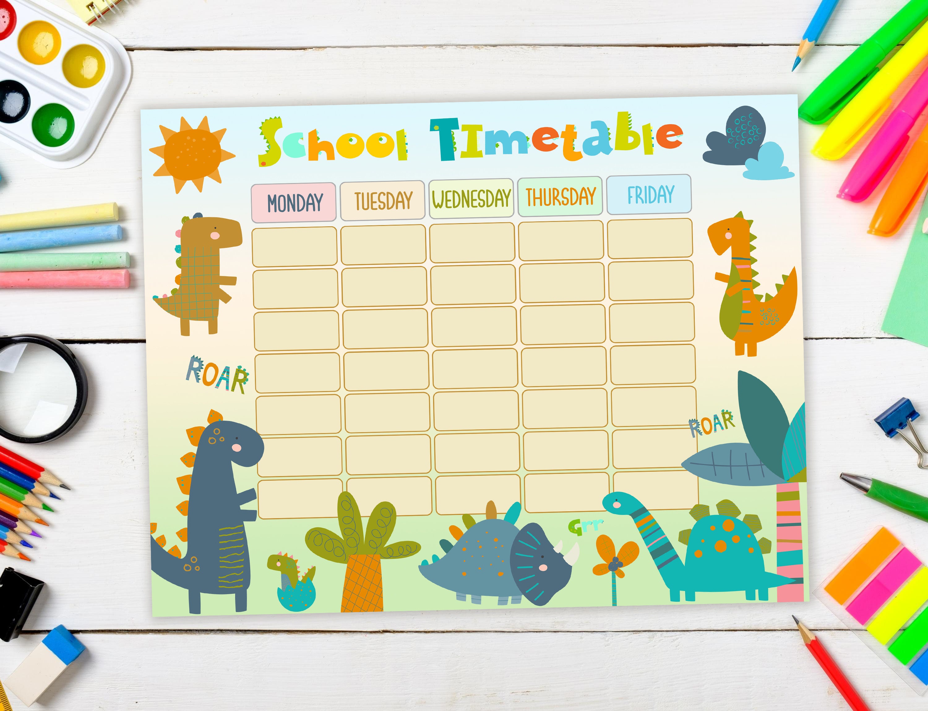 Dinosaur School Timetable Instant Download. Printable Back to - Etsy