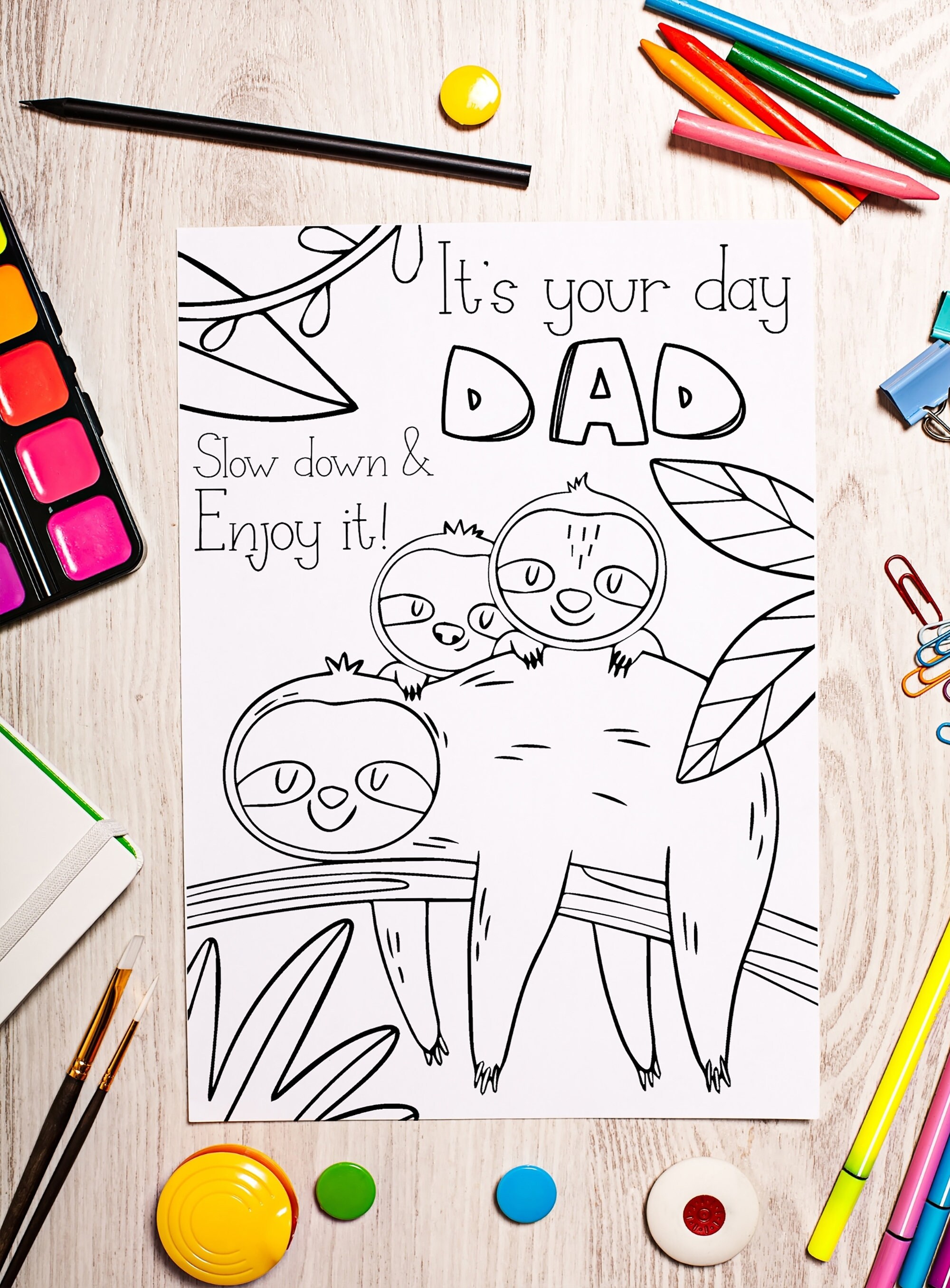 Funny Sloths Birthday Card for Dad. Printable Father's Day | Etsy Canada