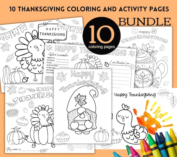Kids Thanksgiving Printable Activity and Coloring Pages Pack - Etsy