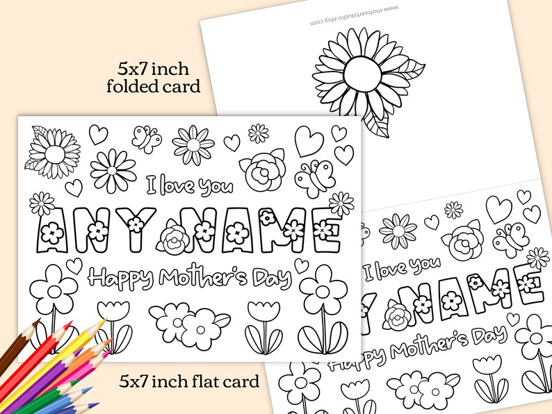 Custom Coloring Birthday Card for Kids. Personalized Birthday - Etsy