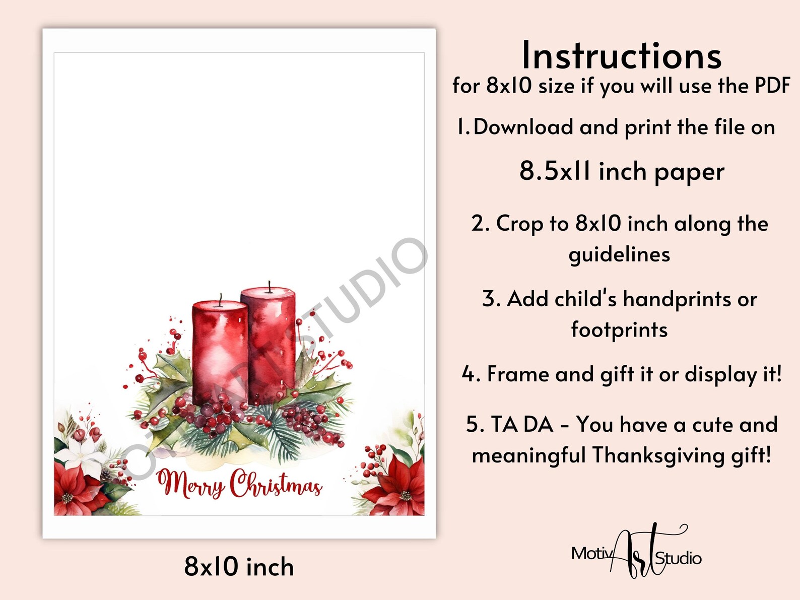Christmas Candle Handprint Art Kids Keepsake Gift Digital Download DIY ...
