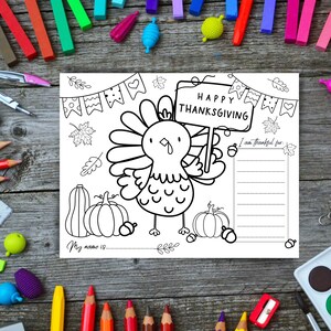 Printable Thanksgiving Coloring Placemat for Kids. Turkey Coloring ...