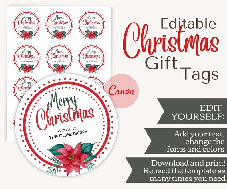 Editable Christmas Gift Tags. Printable Christmas Tags - Etsy