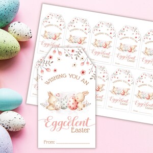 Set of 3 Printable Easter Gift Tags With Cute Easter Peeps, Easter Eggs ...