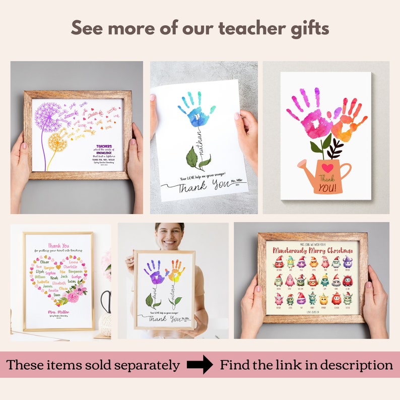 Personalized Teacher Handprint Art, Flower Thank You Gift, End of the ...