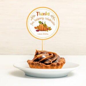 Editable Fall Birthday Party Thank You Tags Template. Printable Round ...