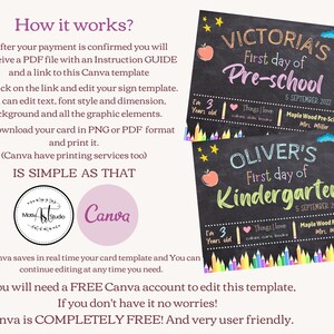 First Day of Kindergarten Editable Template. Back to School Sign. First ...