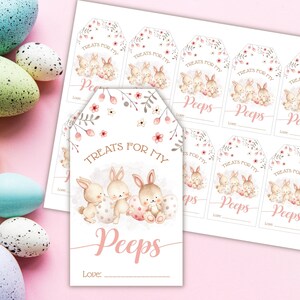 Set of 3 Printable Easter Gift Tags With Cute Easter Peeps, Easter Eggs ...