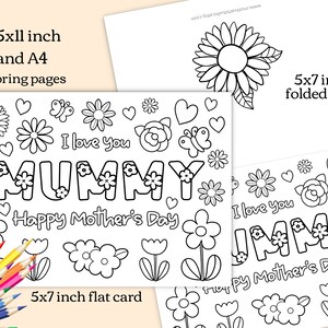 Printable Mummy Mothers Day Coloring Card for Kids. DIY Mothers Day ...