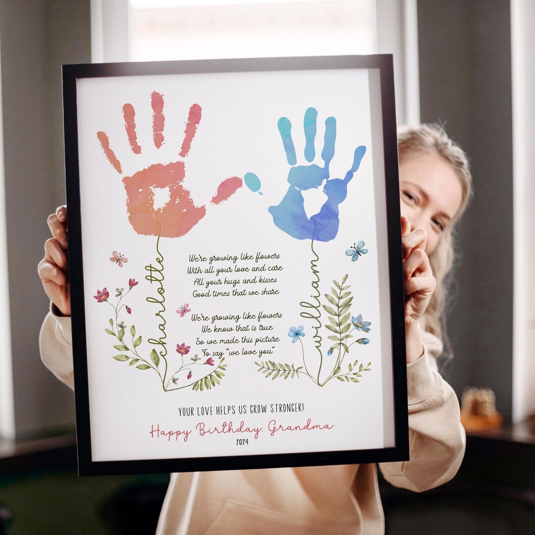 Custom Flower Handprint Art Template - Printable Kids Craft for Mom ...