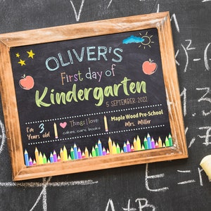 First Day of Kindergarten Editable Template. Back to School Sign. First ...
