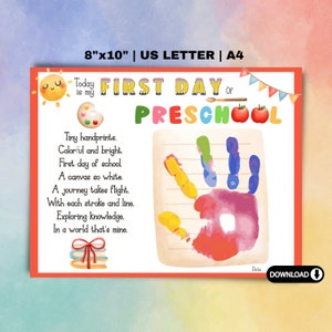 My First Day of Preschool Handprint Art. First Day of School Craft ...
