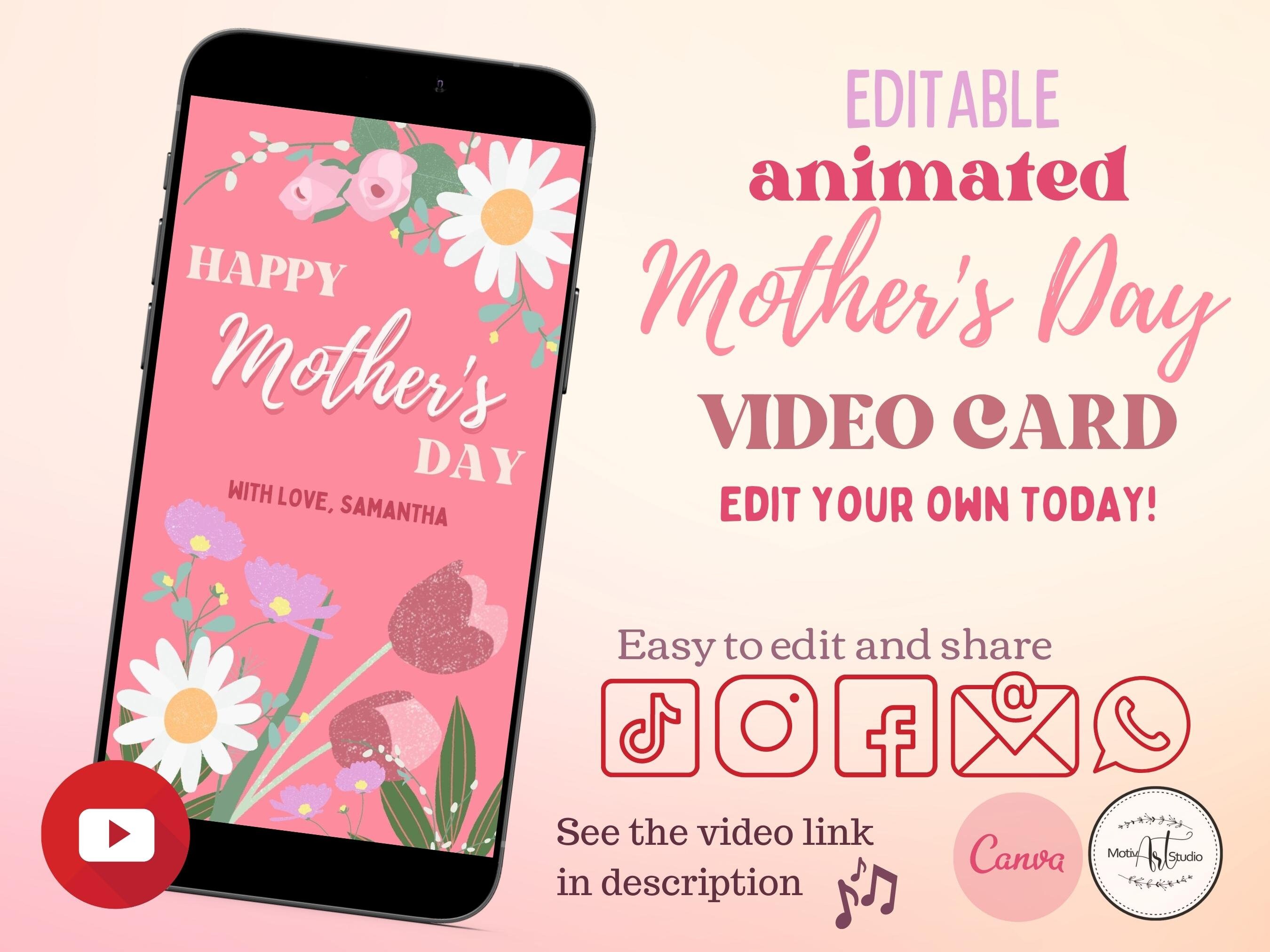 Editable Animated Mother's Day Card Template. Mothers Day - Etsy