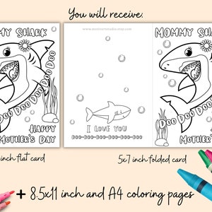 Mommy Shark Printable Mother's Day Coloring Card for Kids. Funny ...